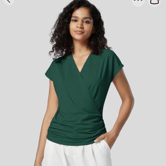 HALARA | Tops | Criss Cross Suplice Top Green | Poshmark